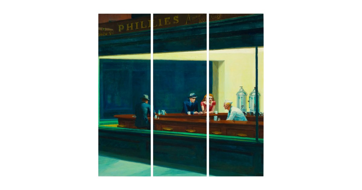 Nighthawks, 1942 by Edward Hopper Triptych | Zazzle