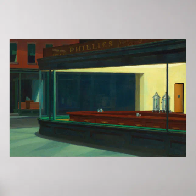 Nighthawks - Empty diner - Edward Hopper - Poster | Zazzle