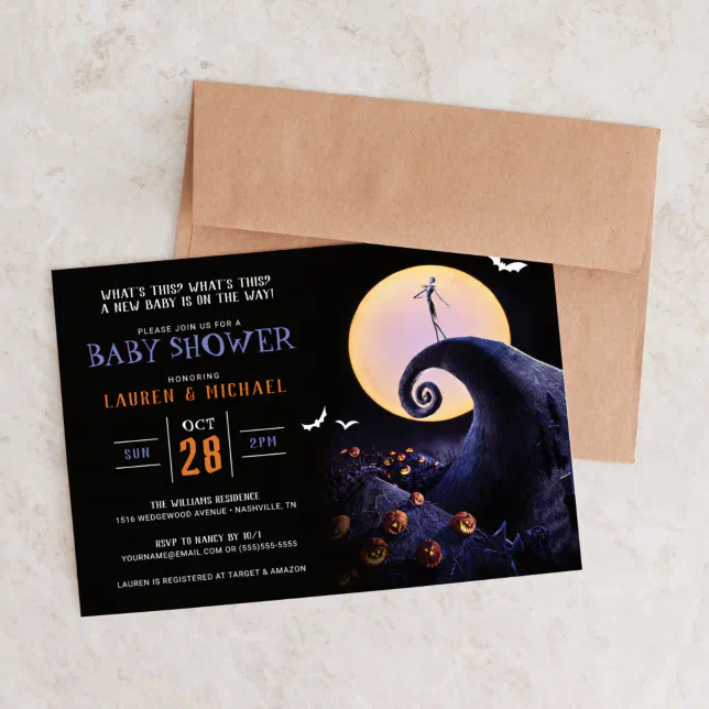 Nightmare Before Christmas Halloween Baby Shower Invitation | Zazzle