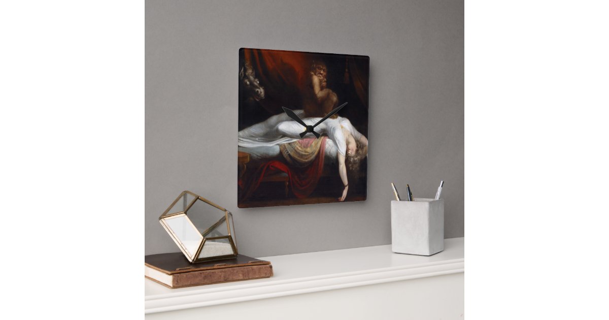 Nightmare by Henry Fuseli Gothic Macabre Dark Art Square Wall Clock ...