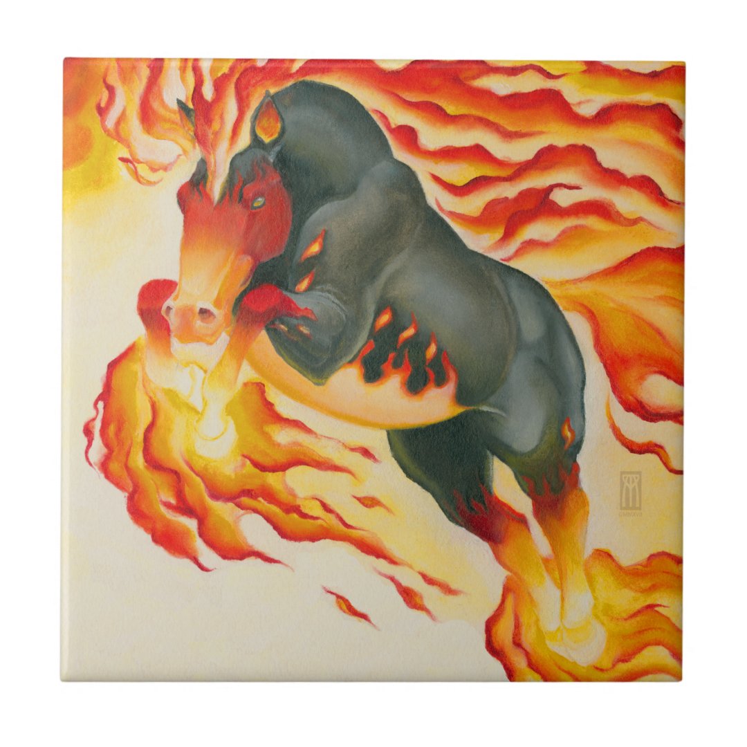 Nightmare Fire Horse Ceramic Tile | Zazzle