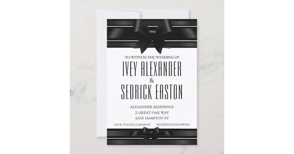 Nights In Black Satin & White Formal Invitation | Zazzle