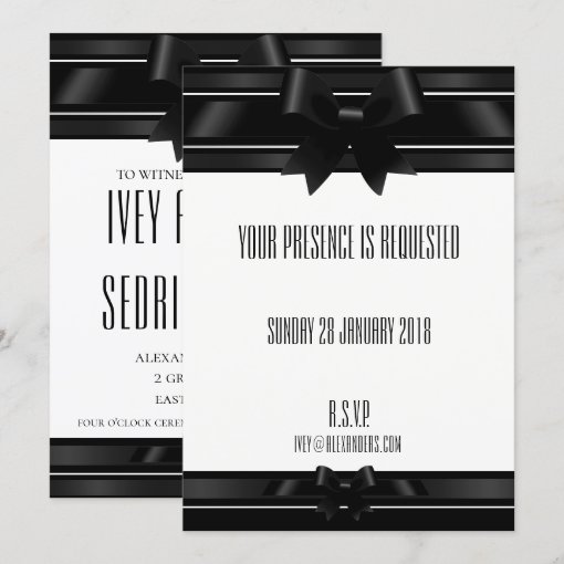 Nights In Black Satin & White Formal Invitation | Zazzle