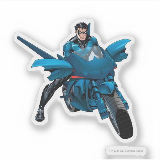 Nightwing on bike sticker | Zazzle
