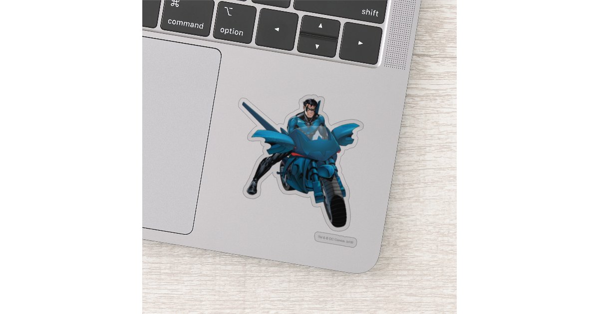 Nightwing on bike sticker | Zazzle