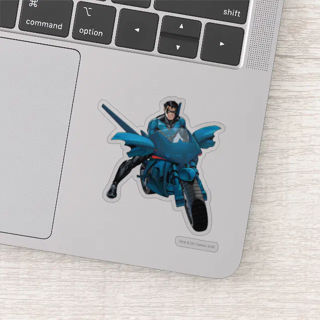 Nightwing on bike sticker | Zazzle