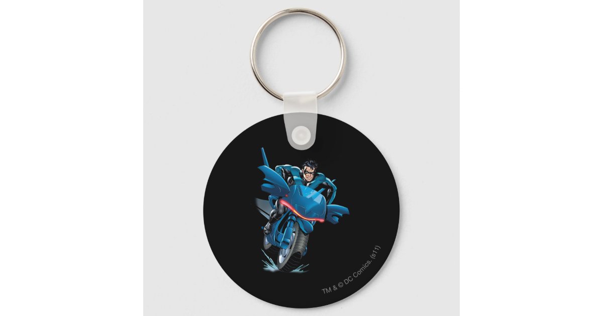 Nightwing rides bike keychain | Zazzle