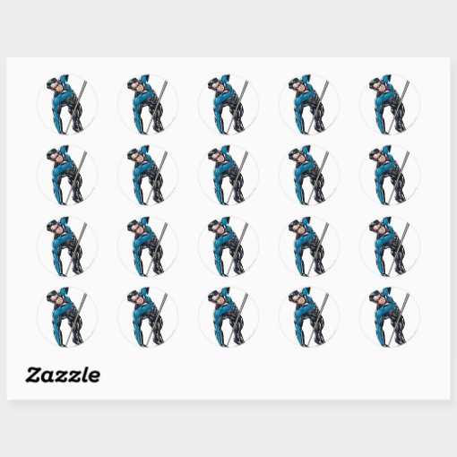 Nightwing with rope classic round sticker | Zazzle