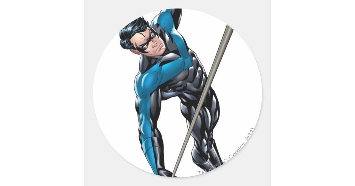 Nightwing with rope classic round sticker | Zazzle