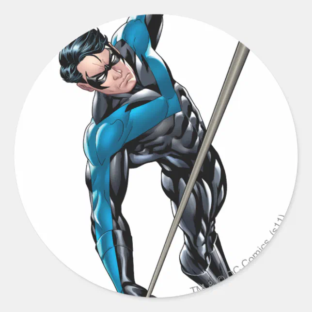 Nightwing with rope classic round sticker | Zazzle