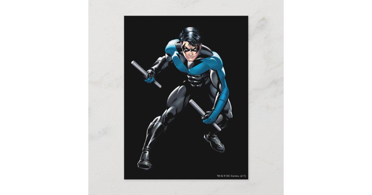 Nightwing with Weapons Postcard | Zazzle