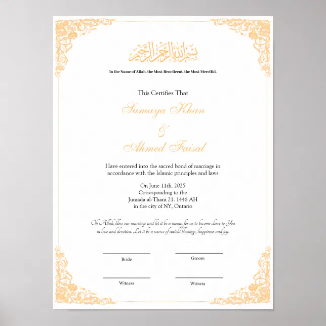 Nikah contract poster | Zazzle