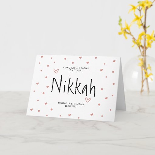 Nikah Hearts Islamic Wedding Dua Congratulations Card | Zazzle