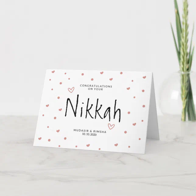 Nikah Hearts Islamic Wedding Dua Congratulations Card | Zazzle