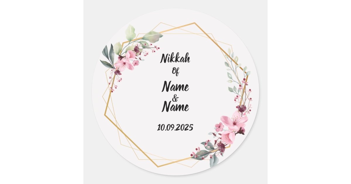 Nikkah favor stickers | Zazzle