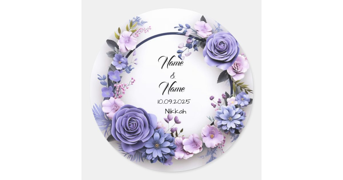 Nikkah wedding favor stickers | Zazzle