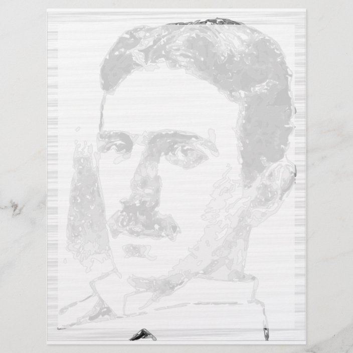 Nikola Tesla Drawing In Black And White Letterhead | Zazzle.com