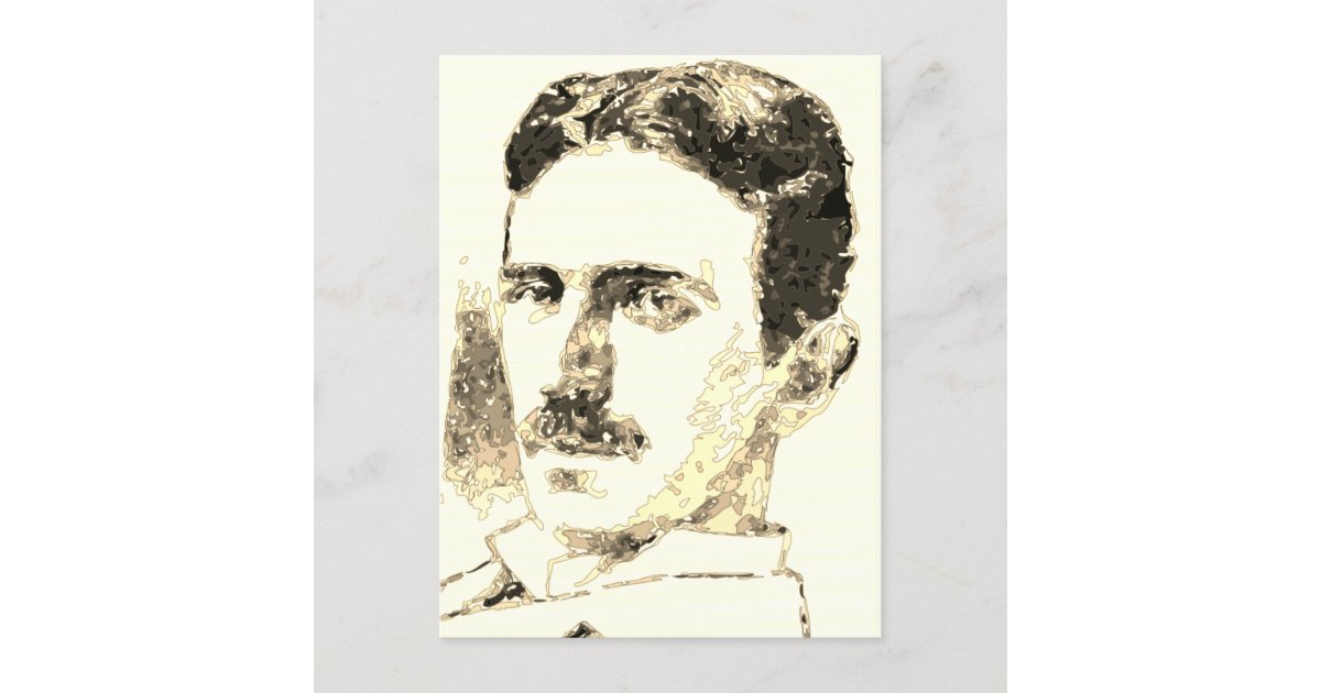 Nikola Tesla Drawing In Sepia Postcard | Zazzle