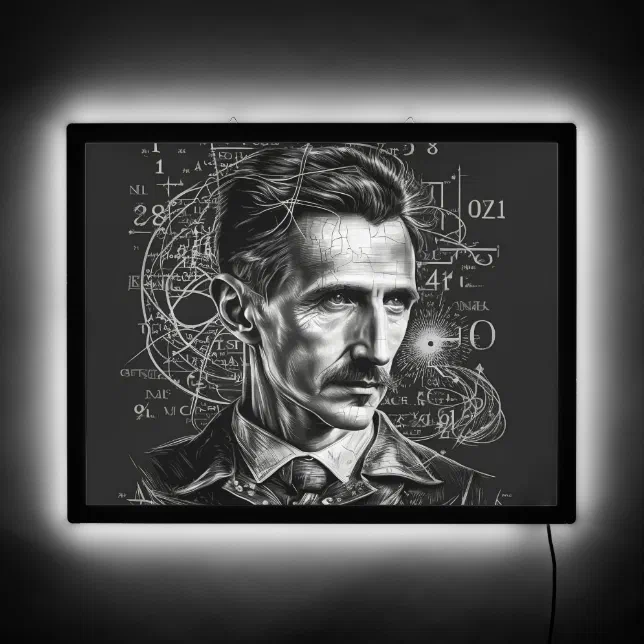 Nikola Tesla in Space - Logarithm Scheme LED Sign | Zazzle