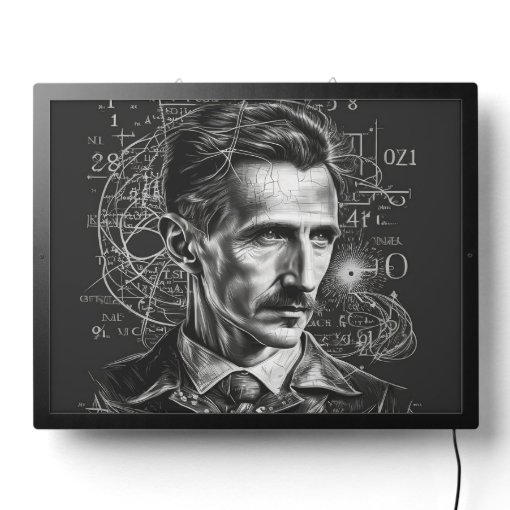 Nikola Tesla in Space - Logarithm Scheme LED Sign | Zazzle
