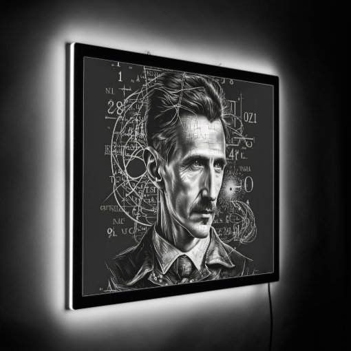 Nikola Tesla in Space - Logarithm Scheme LED Sign | Zazzle