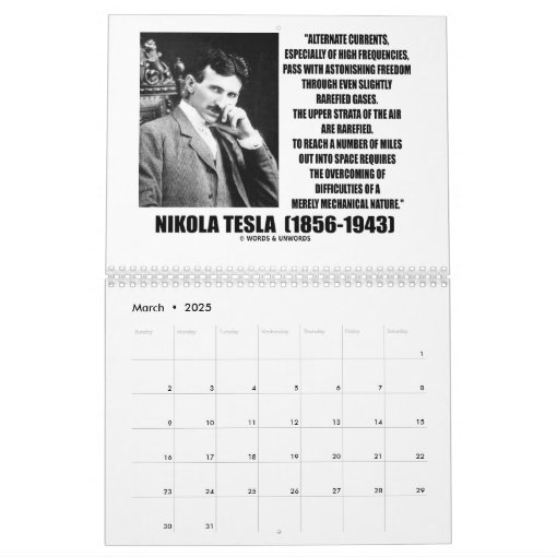 Nikola Tesla Quotes 20XX Calendar | Zazzle