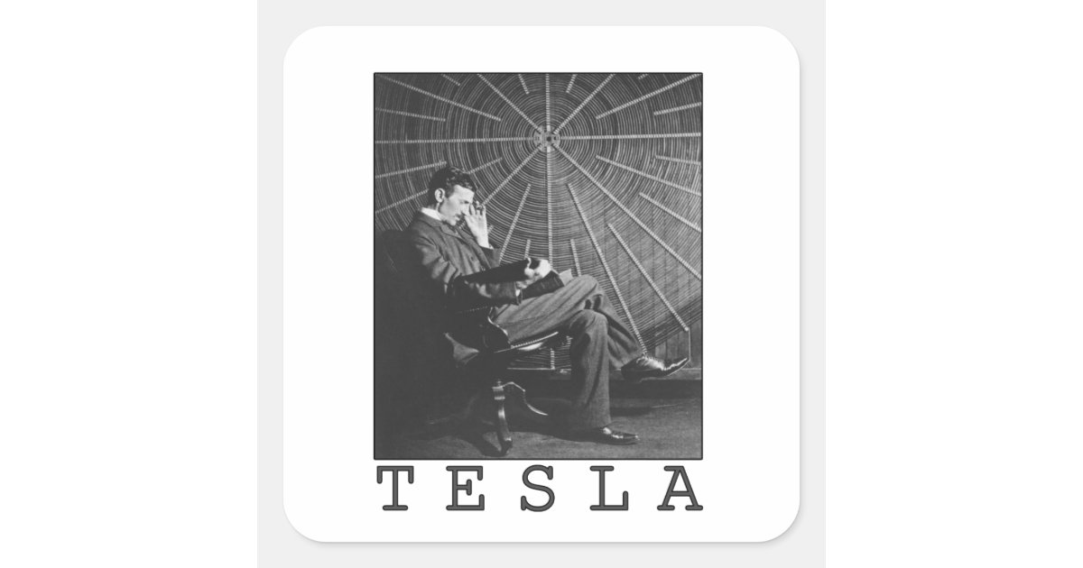 Nikola Tesla Square Sticker | Zazzle