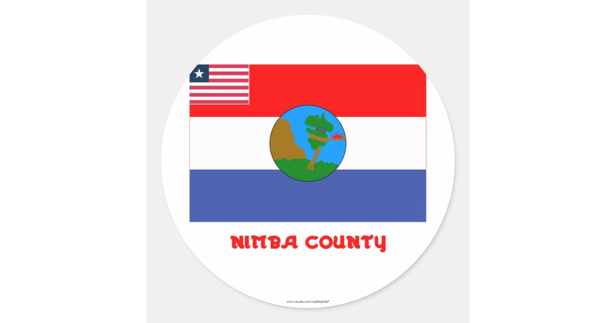 Nimba County Flag with Name Classic Round Sticker | Zazzle