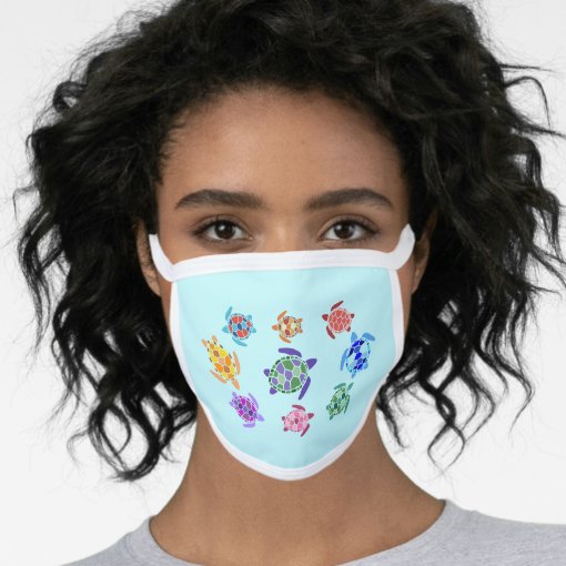 Nine Colorful Sea Turtles Swimming Face Mask | Zazzle