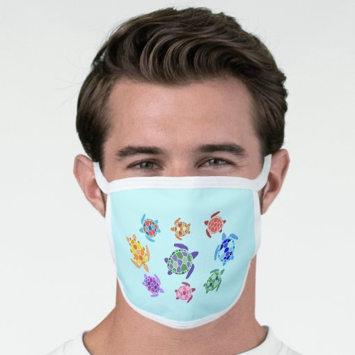 Nine Colorful Sea Turtles Swimming Face Mask | Zazzle