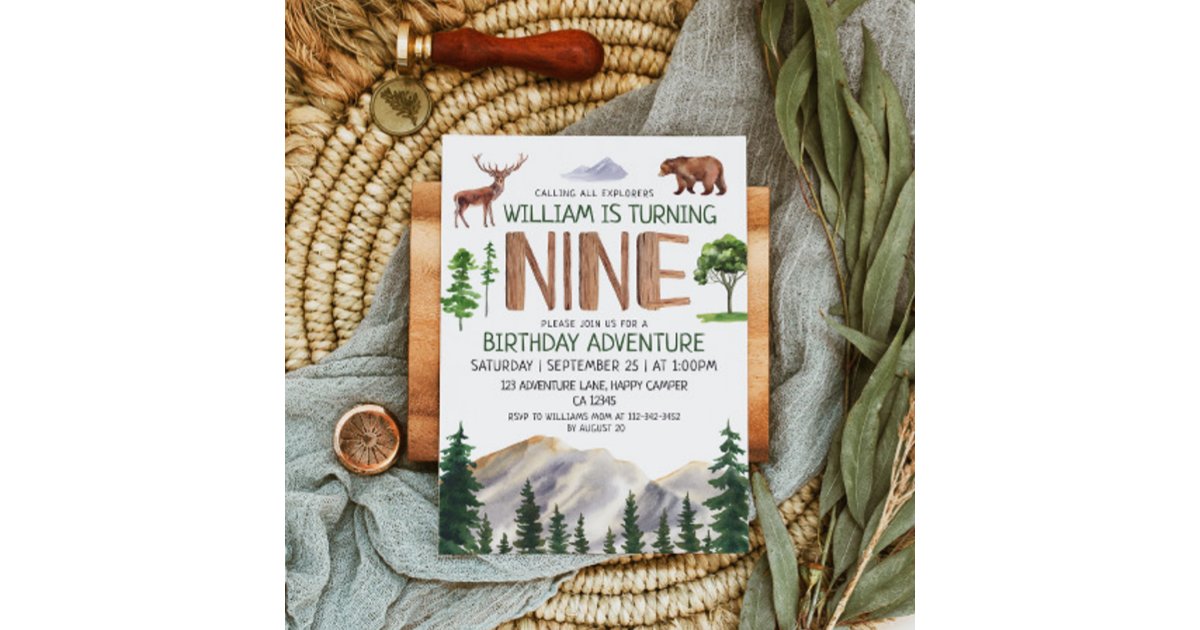 Nine Explorer Boy Birthday Invitation | Zazzle