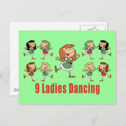 Nine Ladies Dancing Postcards | Zazzle