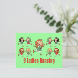 Nine Ladies Dancing Postcards | Zazzle