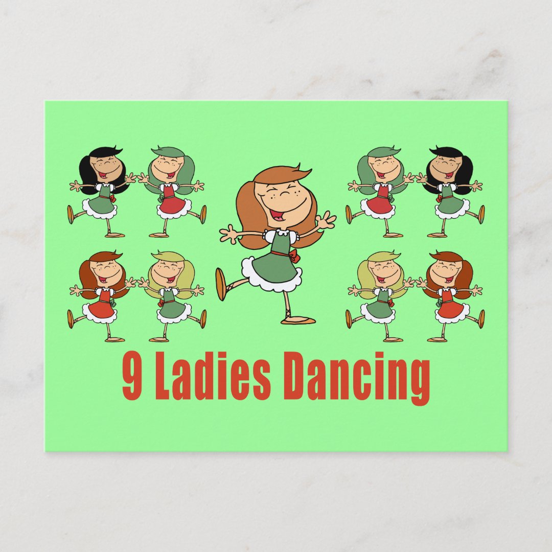 Nine Ladies Dancing Postcards | Zazzle