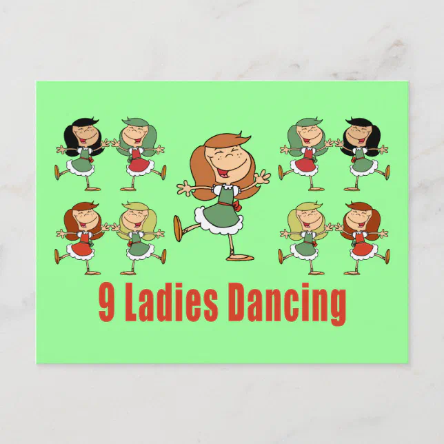 Nine Ladies Dancing Postcards | Zazzle