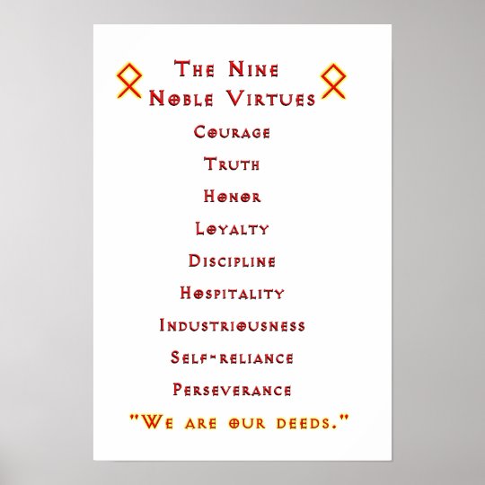 Nine Noble Virtues Poster | Zazzle.com