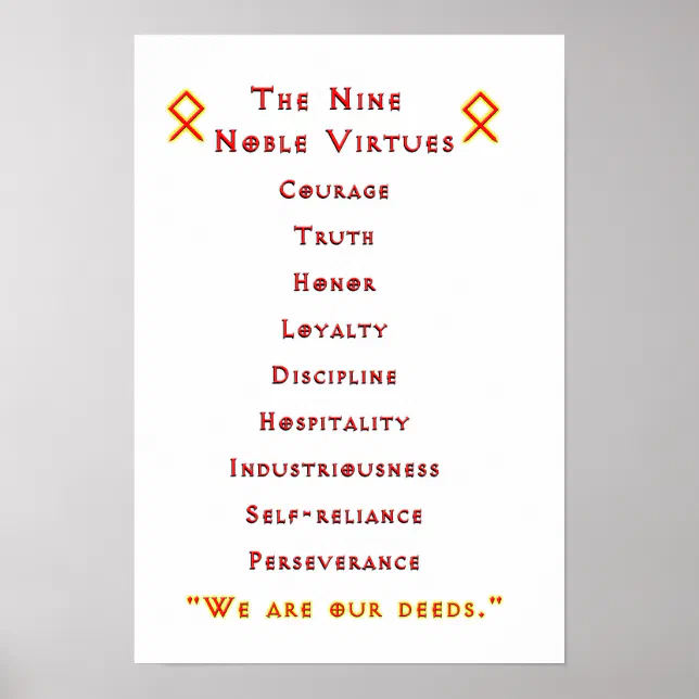 Nine Noble Virtues Poster | Zazzle
