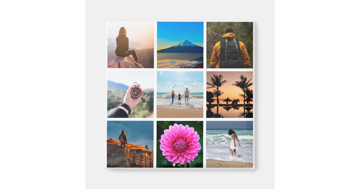 Nine Picture Photo Collage Customizable Magnet | Zazzle