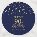 Ninety Gold & Navy Confetti 90th Birthday Party | Zazzle