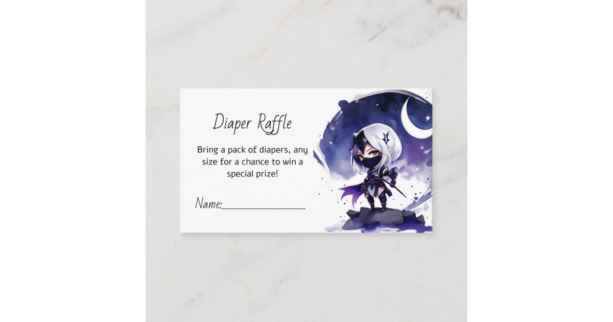 Ninja Baby Shower: Stealthy Diaper Raffle Enclosure Card | Zazzle