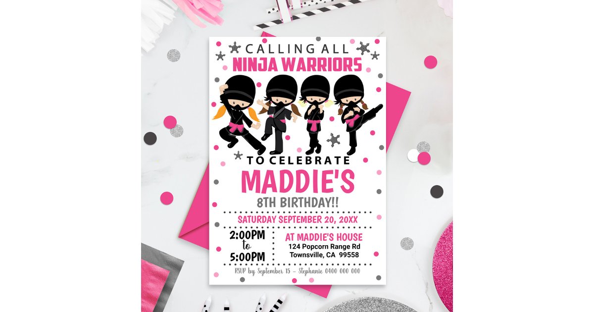 Ninja Birthday Invitation Girl Ninja | Zazzle