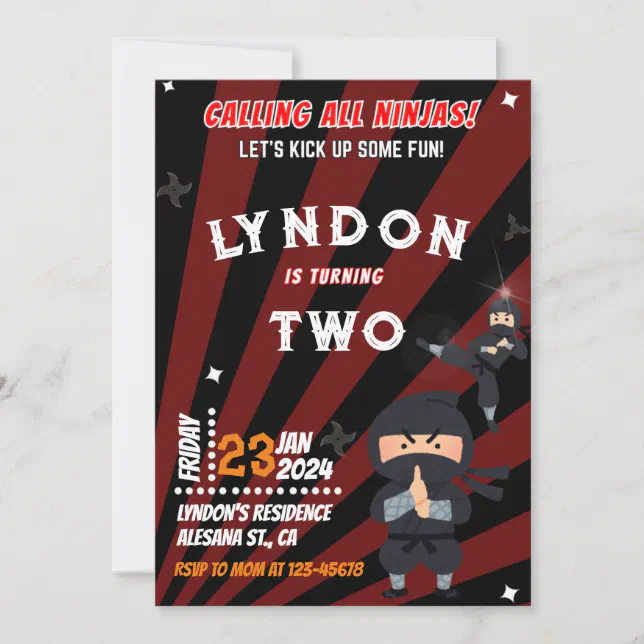 Ninja Birthday Party Invitation | Zazzle