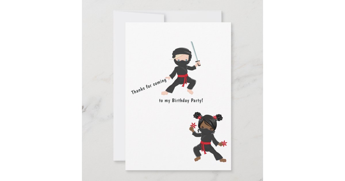 Ninja Birthday Thank You Card | Zazzle