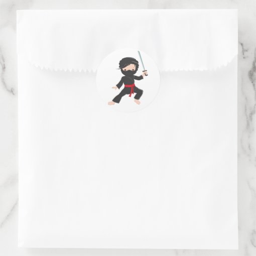 Ninja Cartoon Classic Round Sticker | Zazzle