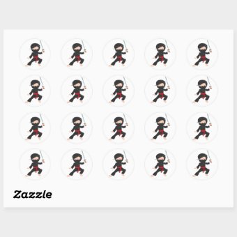 Ninja Cartoon Classic Round Sticker | Zazzle