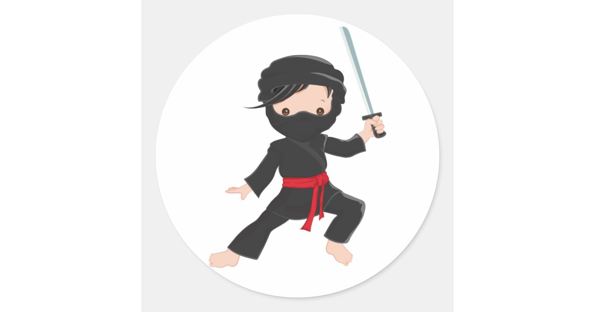 Ninja Cartoon Classic Round Sticker | Zazzle