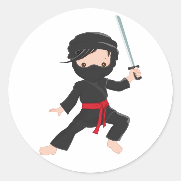 Ninja Cartoon Classic Round Sticker | Zazzle