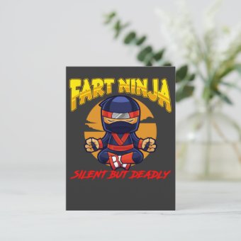Ninja Fart Humor Karate Silent Farting Joke Postcard | Zazzle