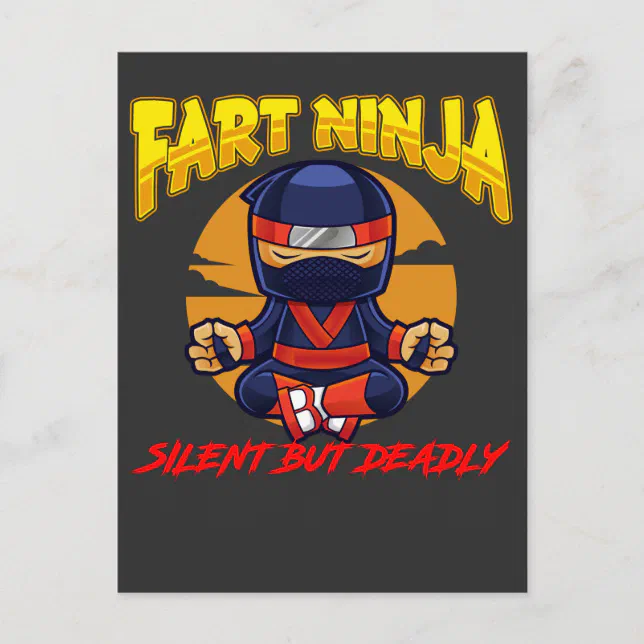 Ninja Fart Humor Karate Silent Farting Joke Postcard | Zazzle