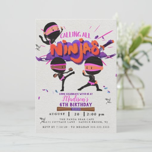 Ninja Girl Birthday Invitation | Zazzle